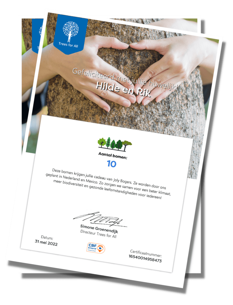 Een blijvend huwelijkscadeau: geef een boom! | Trees for All