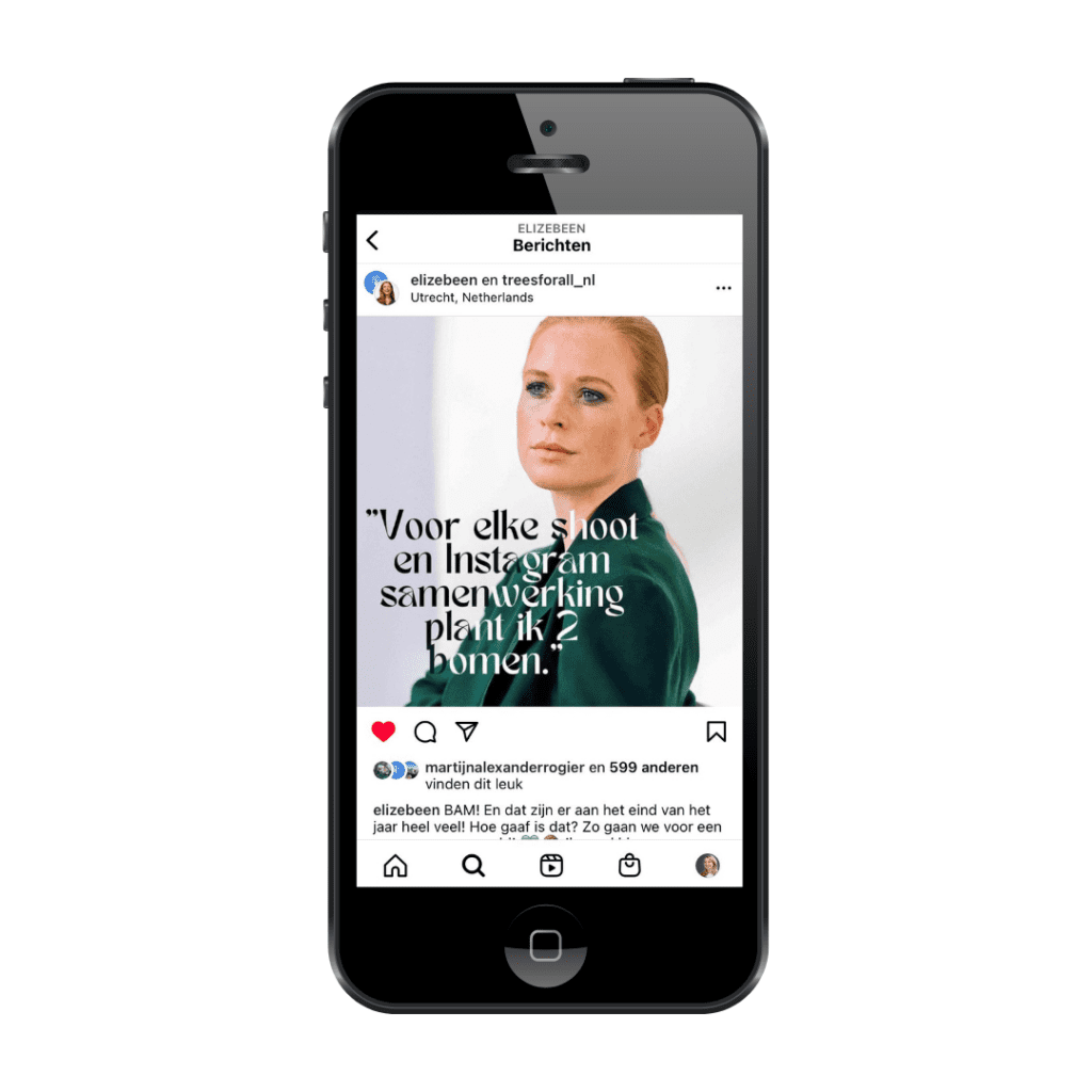 Model Elize Been plant voor elke klus twee bomen - Trees for All